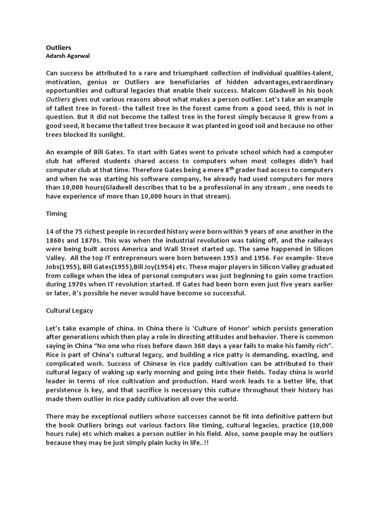 Outliers Gives Out Various Reasons About What Makes A Person Outlier ...