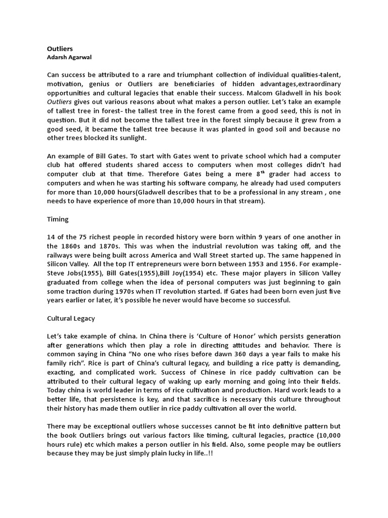 Outliers Gives Out Various Reasons About What Makes A Person Outlier ...