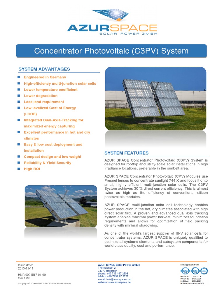 0004517-01-00 - C3PV - Data Sheet | PDF | Photovoltaics | Solar Cell