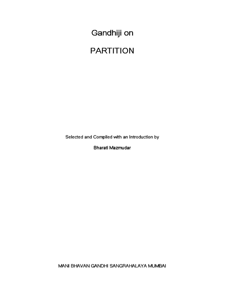 Gandhi On Partition | PDF | Partition Of India | Muhammad Ali Jinnah