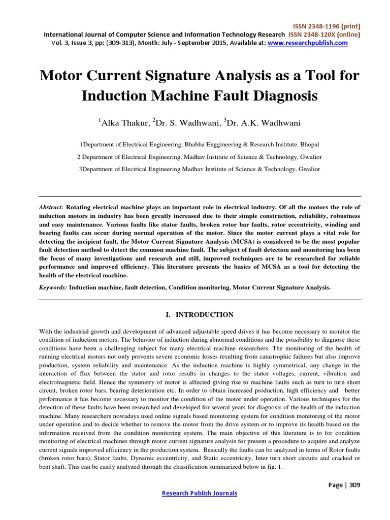 Motor Current Signature | PDF | Electric Motor | Physical Quantities