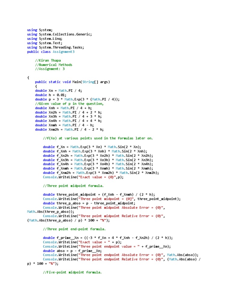 kiran Thapa //numerical Methods //assignment: 3 | PDF | Mathematical ...