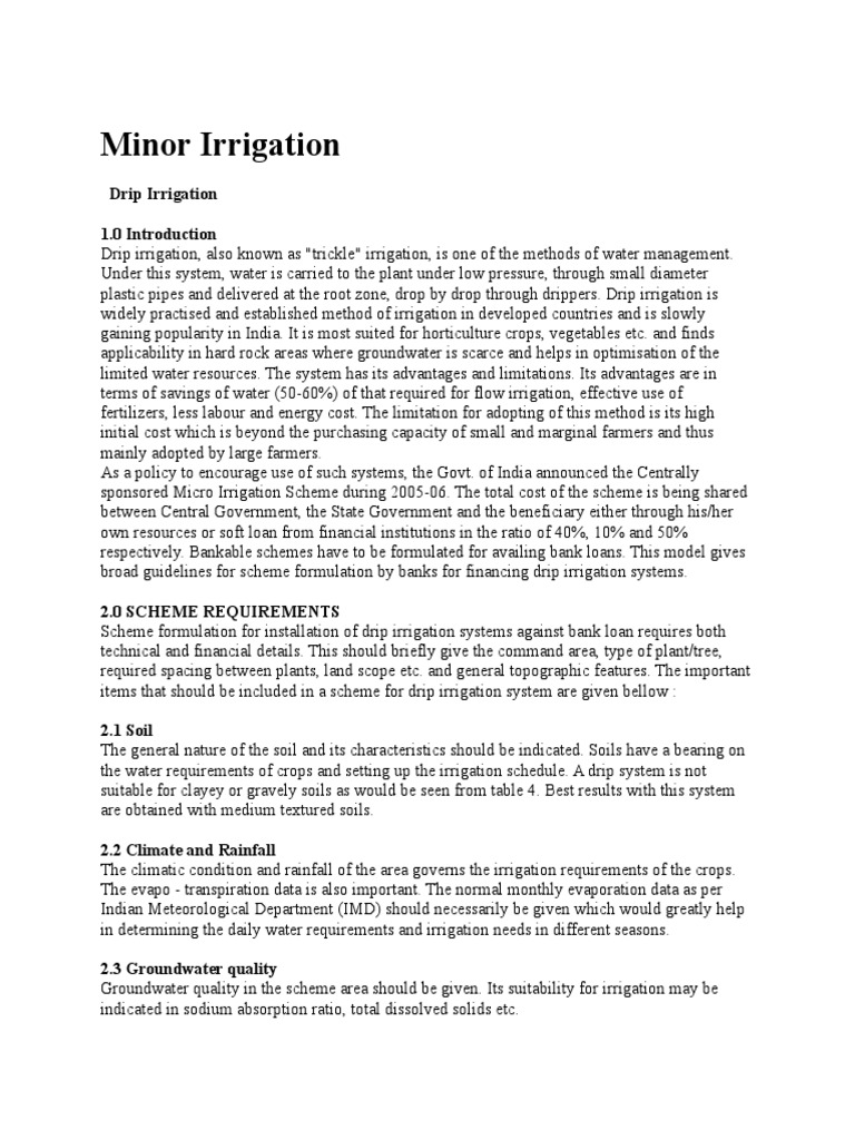 Minor Irrigation | PDF | Irrigation | Water Resources