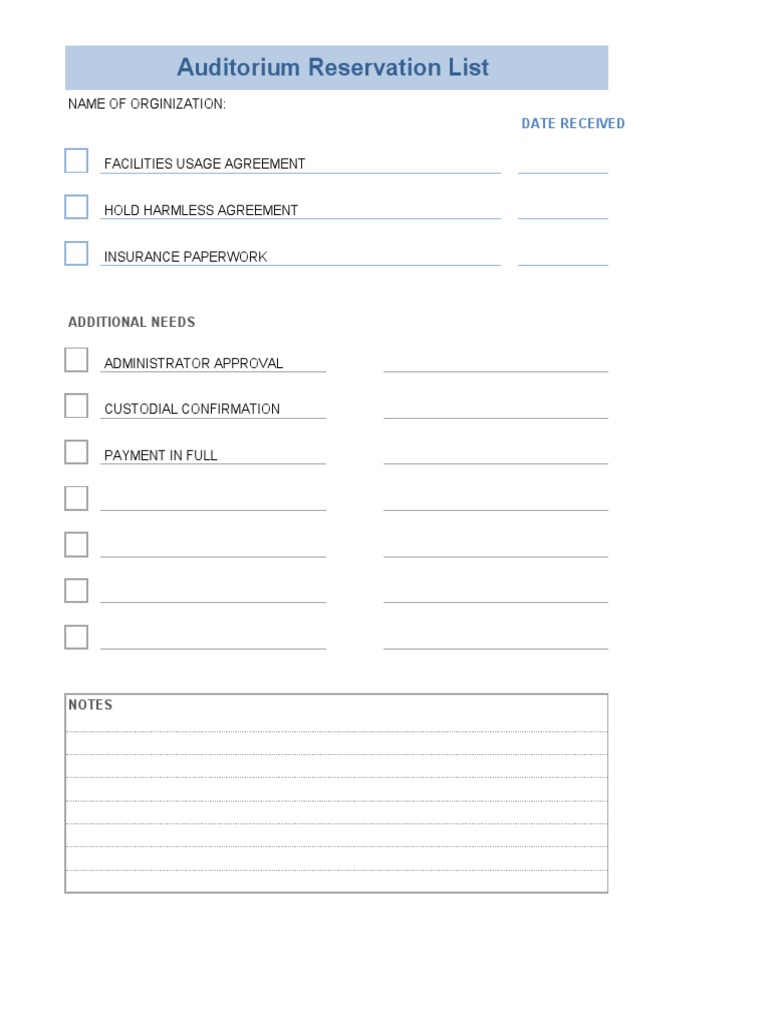 Auditorium Reservation List | PDF
