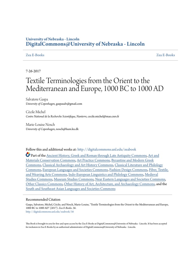 Textile Terminologies From The Orient To The Mediterranean and Eu | PDF ...