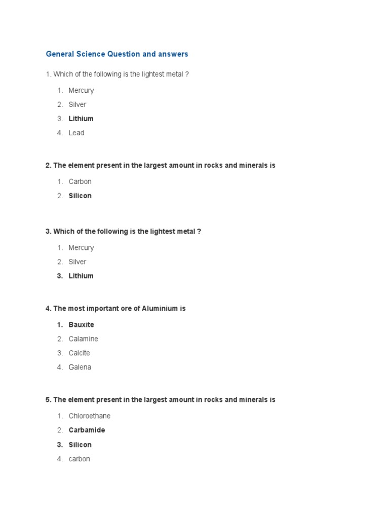 General Science Question and Answers | PDF