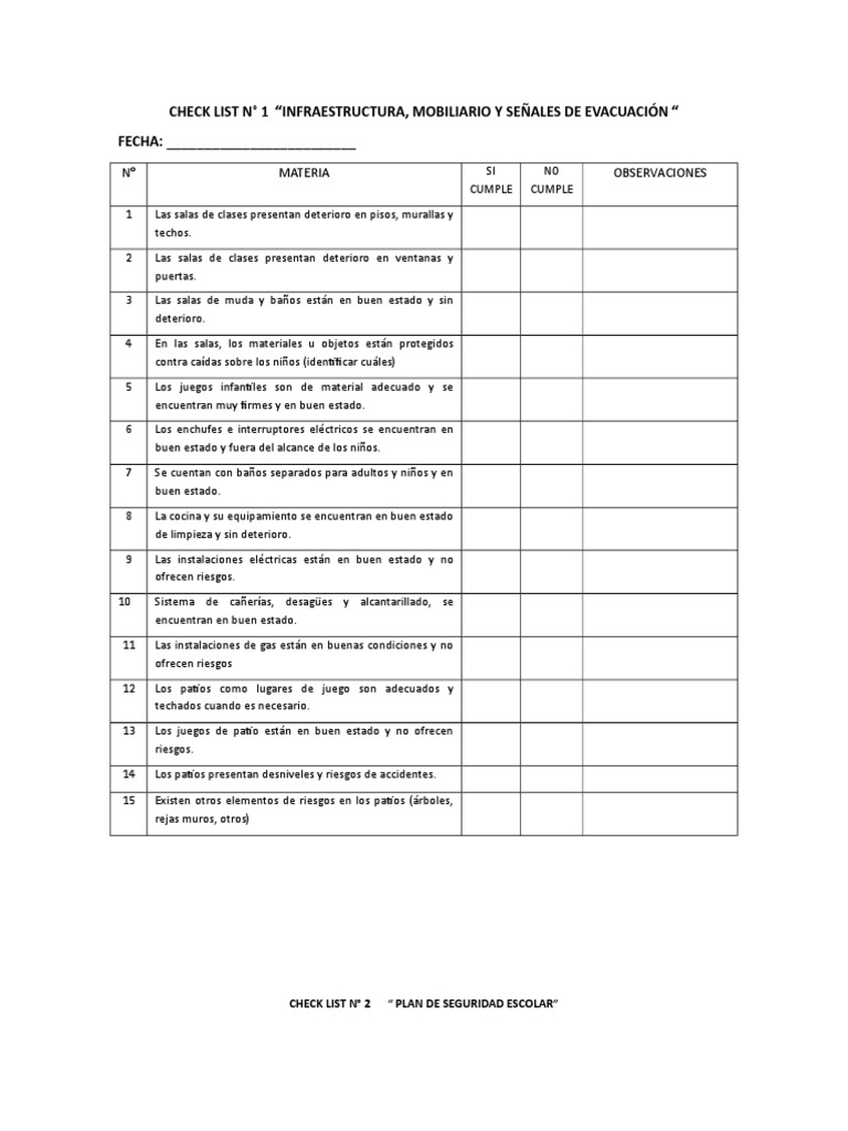 CHECK LIST Manual de Prevencion | PDF | Science | Ingeniería