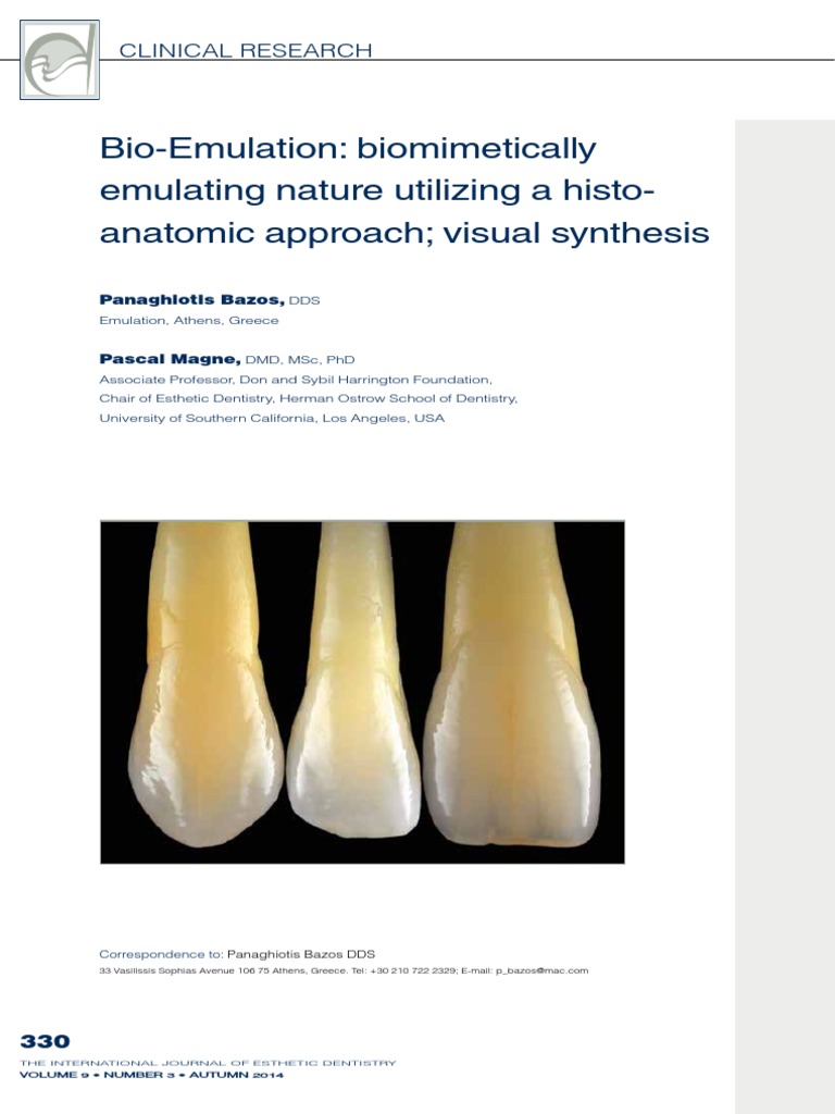 Articulo Pascal Magne Color, Forma Etc. | Tooth Enamel | Scattering