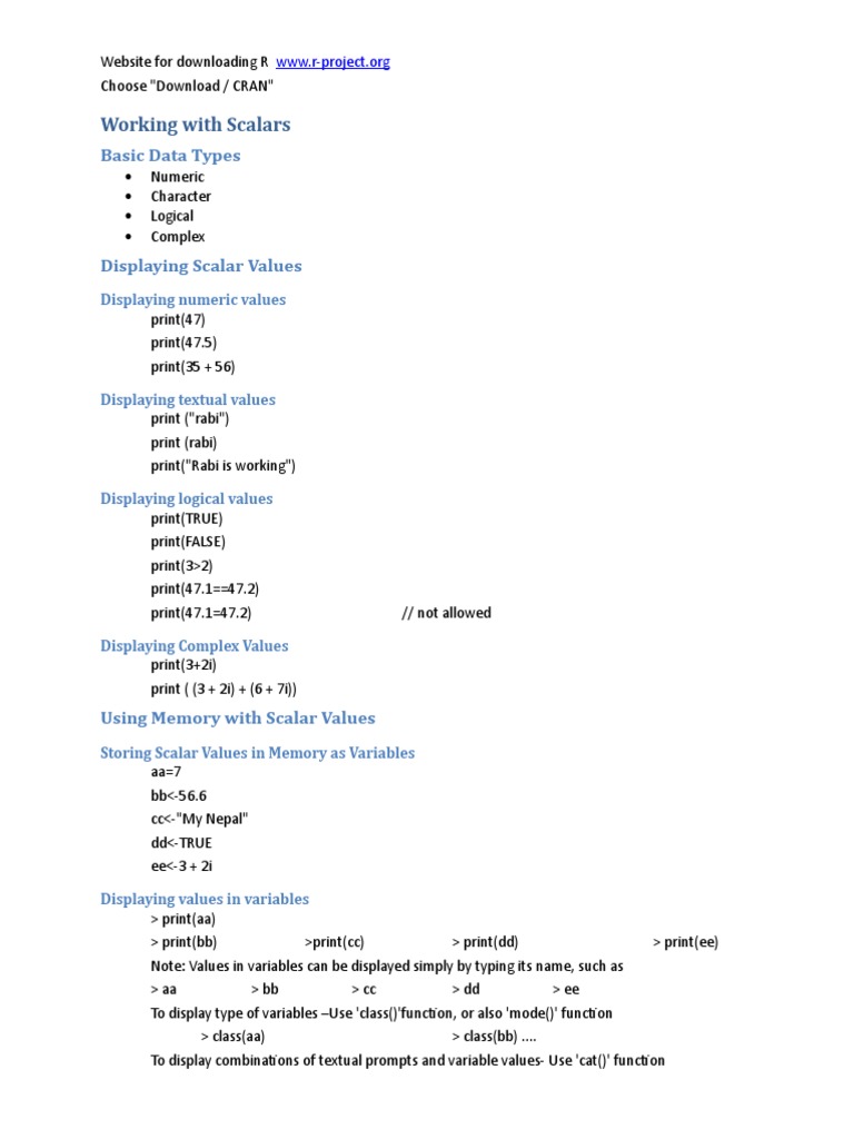 R-Training For Print | PDF | Comma Separated Values | Matrix (Mathematics)