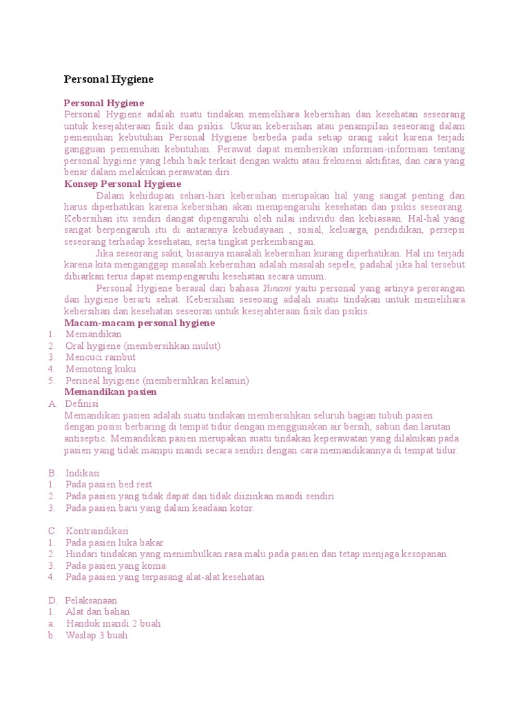 SOP Personal Hygiene | PDF