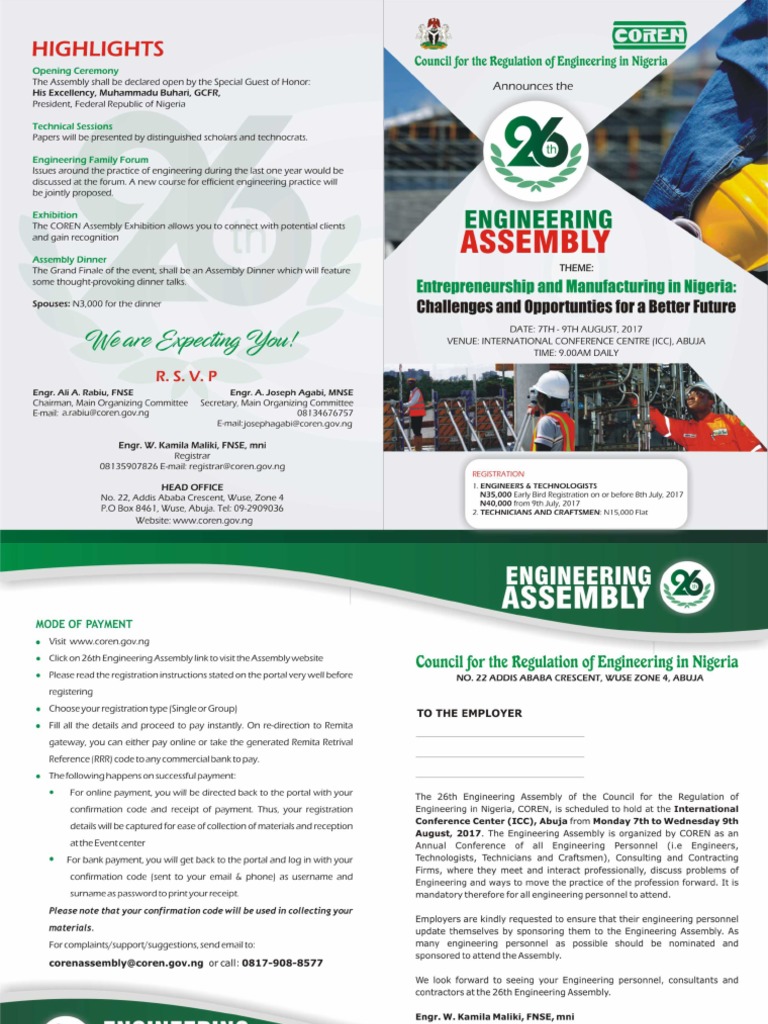 26th COREN Engineering Assembly Flyer | PDF