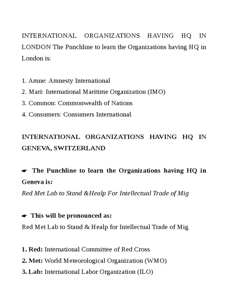 Key International Organizations Overview | PDF | Delhi | Business