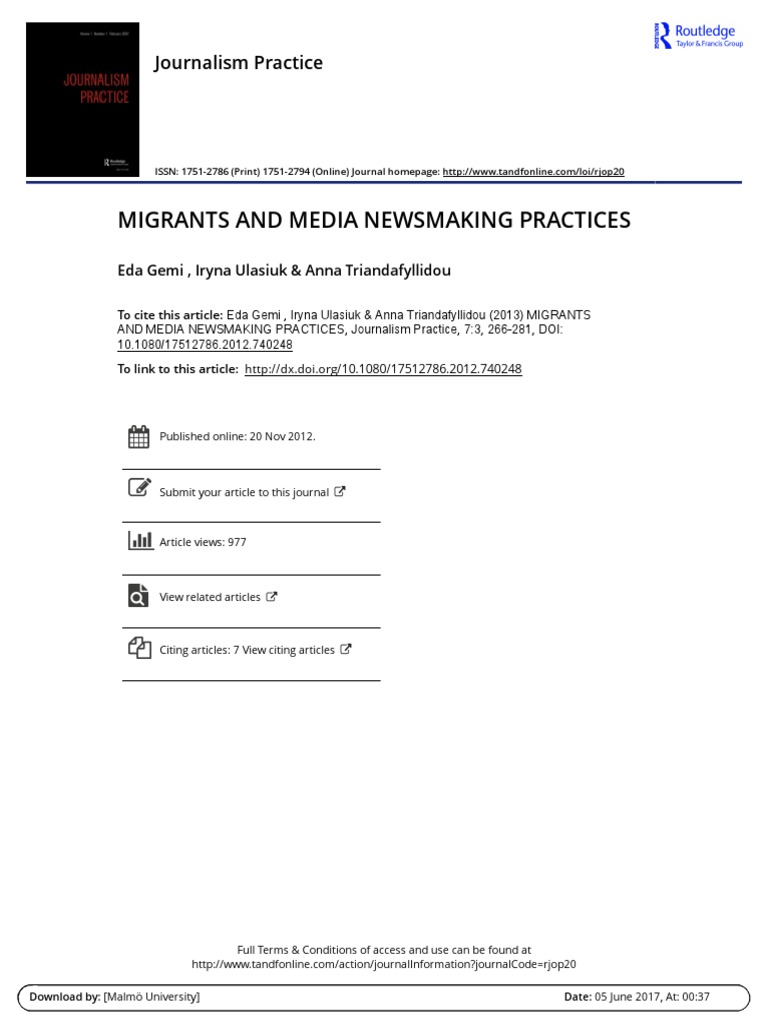 Migrants and Media News Practices | PDF | News | Journalism