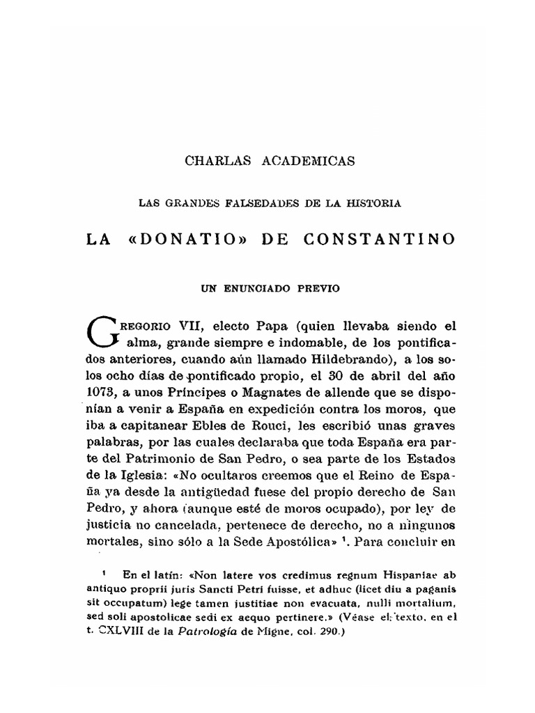 La Donatio de Constantino | PDF | Papa | Santo Imperio Romano