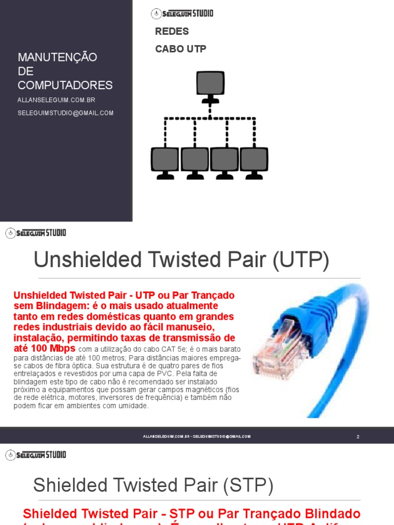 Redes - Cabo UTP | PDF | Eletromagnetismo | Eletrônicos