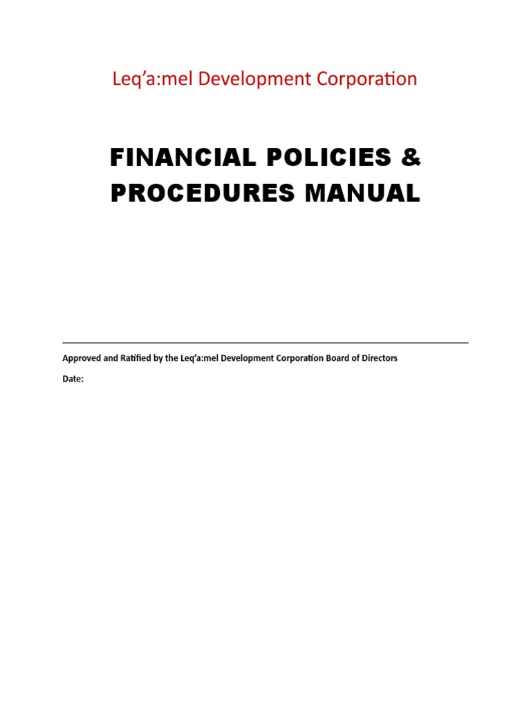 Financial Policies & Procedures Manual: Leq’a:mel Development ...