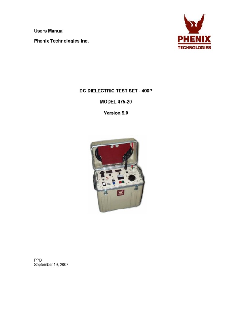 DC Dielectric Test Set Users Manual | PDF | Switch | Voltage