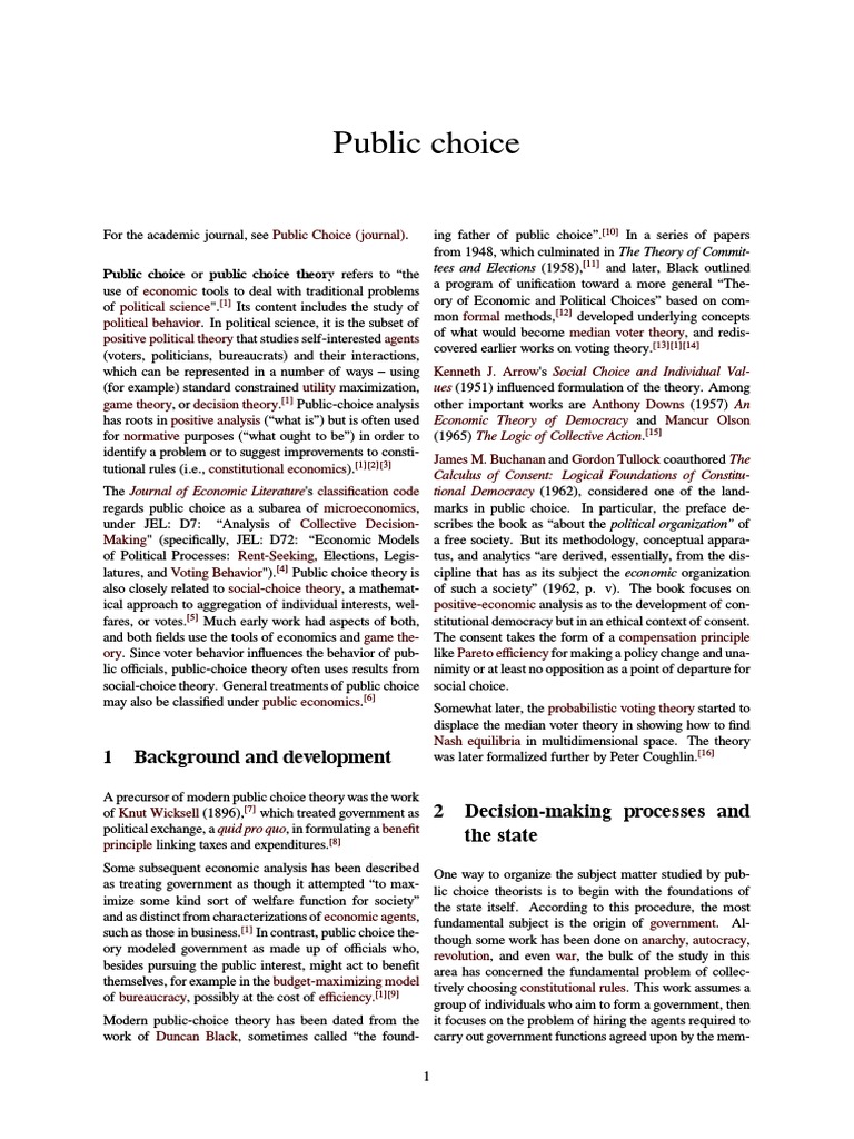 Public Choice PDF | PDF | Public Choice | Scientific Theories