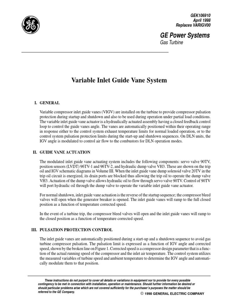 Variable Inlet Guide Vane System Overview | PDF | Valve | Turbine