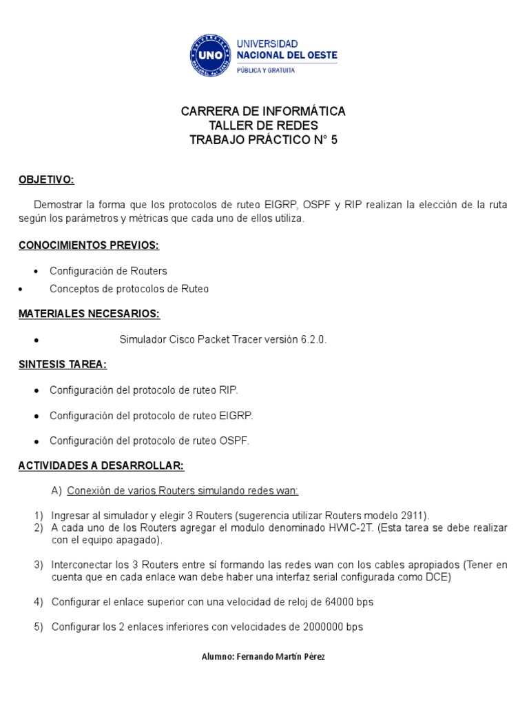 Configuración de Protocolos de Ruteo | PDF | Enrutador (Computación ...