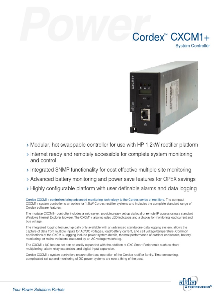Cordex CXCM1+: System Controller | PDF | Rectifier | Battery (Electricity)