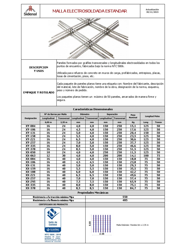 FichaTecnica Malla Electrosoldada Estandar PDF | PDF | Naturaleza | Science