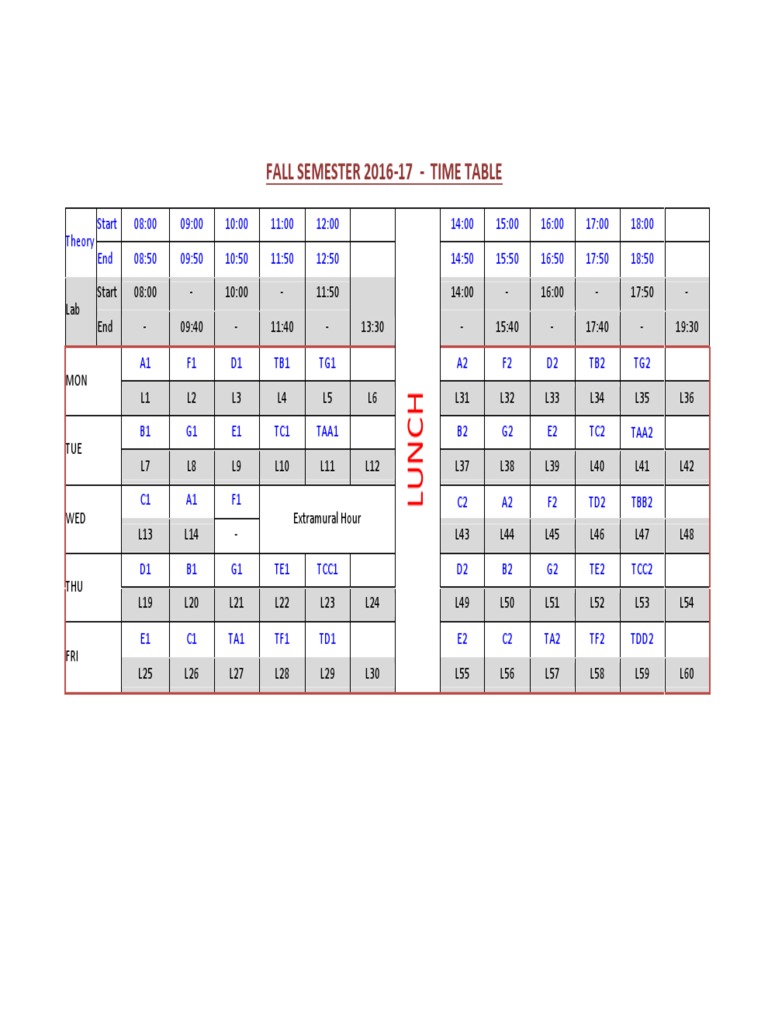General Timetable | PDF