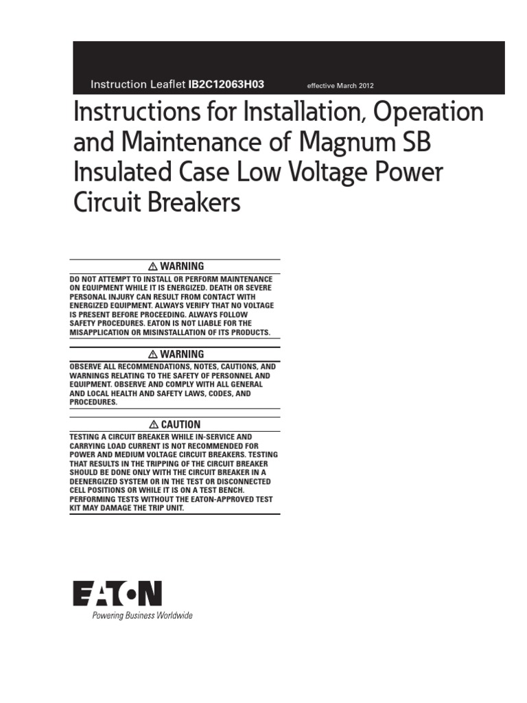 Instructions For Installation, Operation and Maintenance of Magnum SB ...