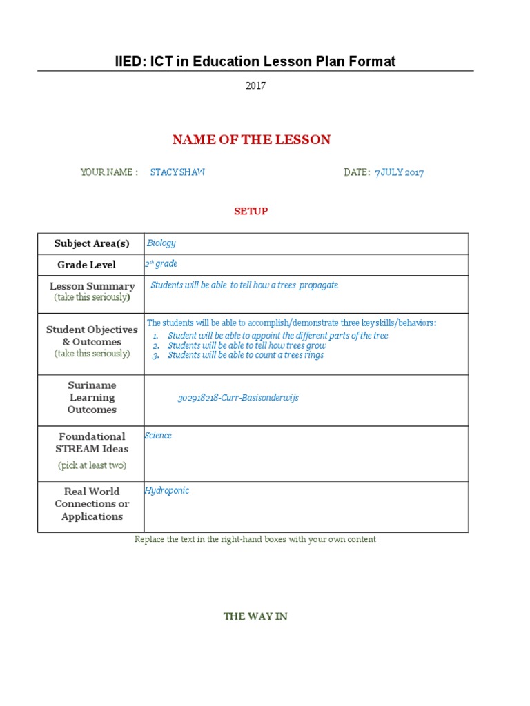 ICT Lesson Plan for 2nd Grade Biology | PDF | Education Theory | Sharing