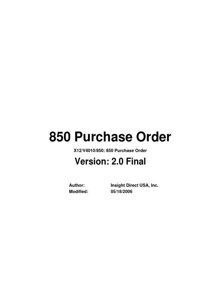 Sample 850 EDI Specification PDF | Download Free PDF | Written ...