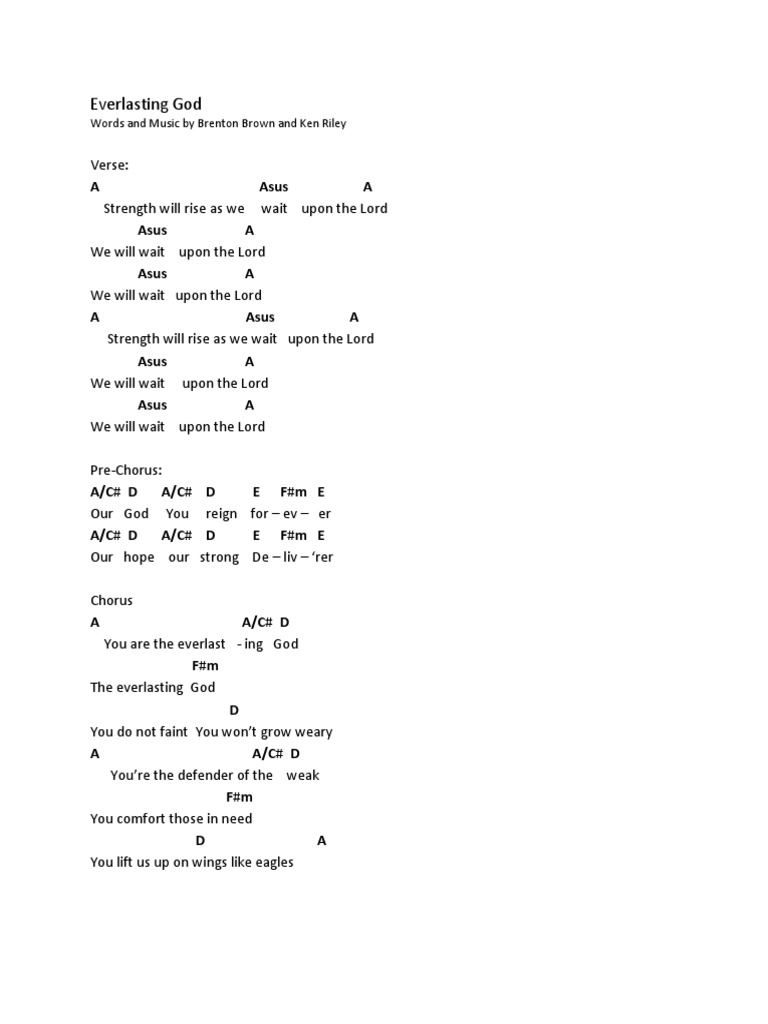 Everlasting God: Words and Music by Brenton Brown and Ken Riley | PDF