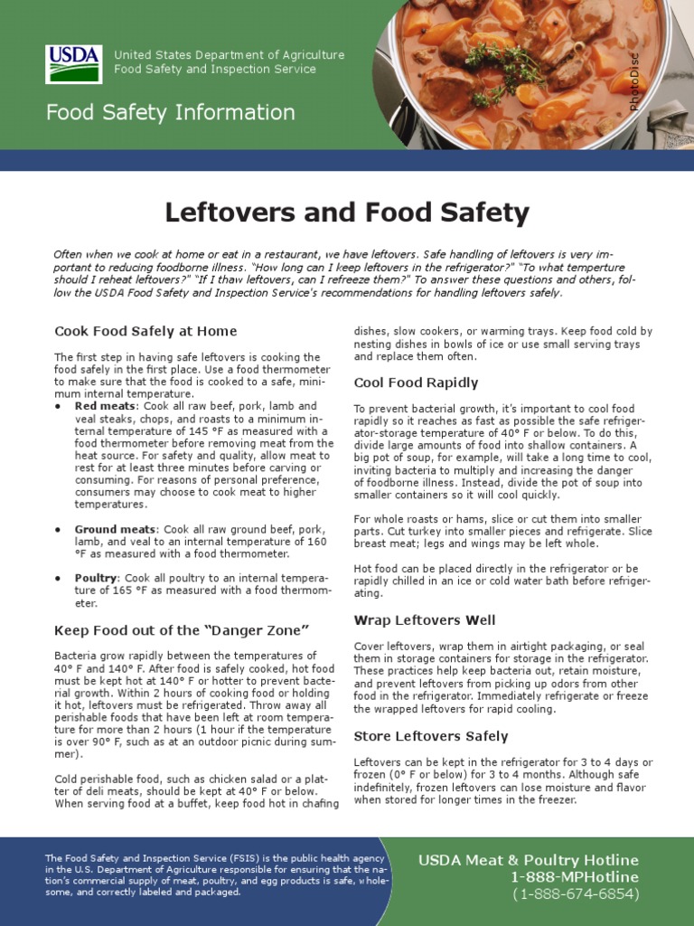 Leftovers and Food Safety 0 PDF | PDF | Foodborne Illness | Refrigerator