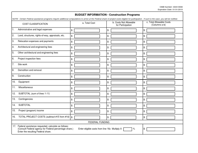 Sf424c Fillable Form - Printable Forms Free Online