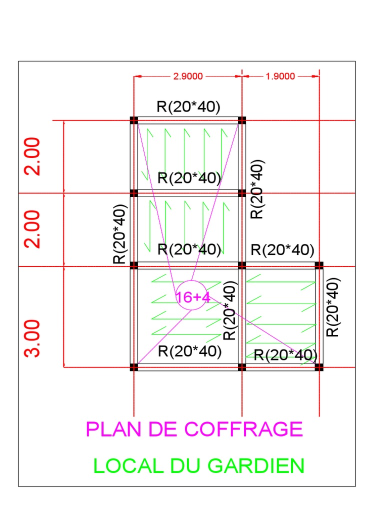 Plan de Coffrage: Local Du Gardien | PDF