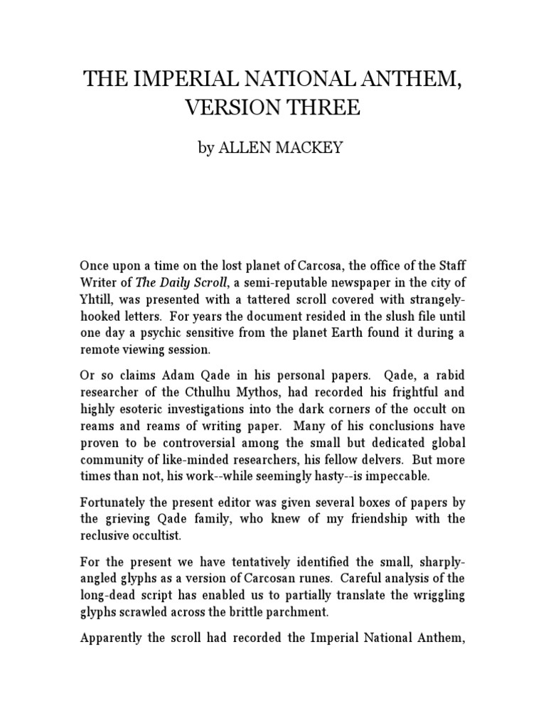 The Imperial National Anthem, Version Three by Allen Mackey | PDF ...
