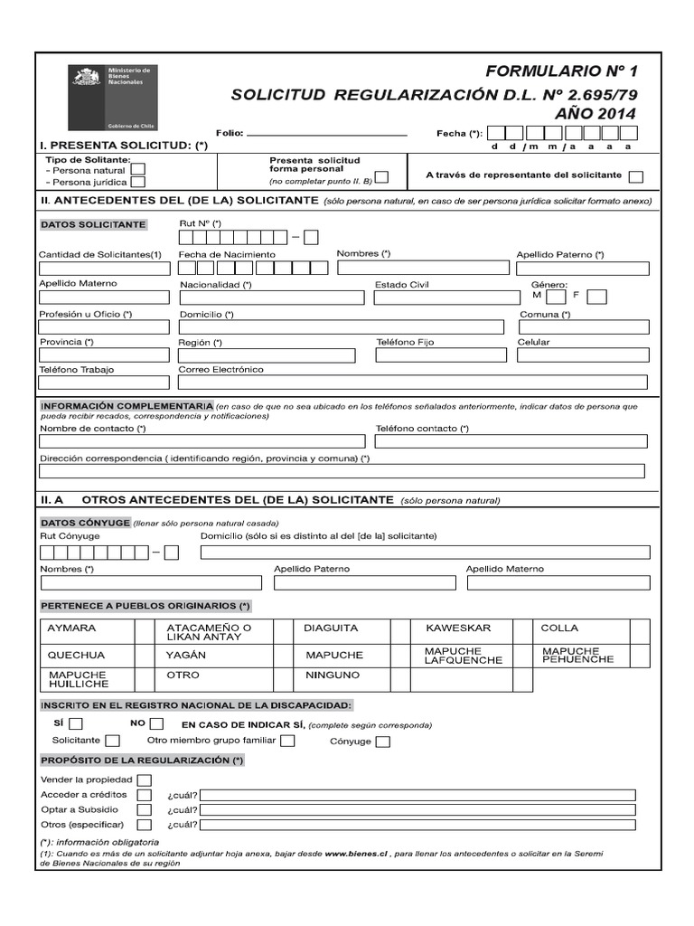Solicitud de Regularizaci N D L N 2 695 PDF | PDF