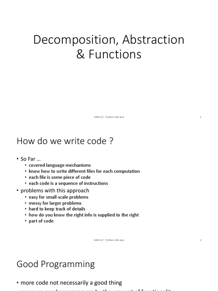 6_Decomposition, Abstraction & Functions | Parameter (Computer Programming) | Scope (Computer ...