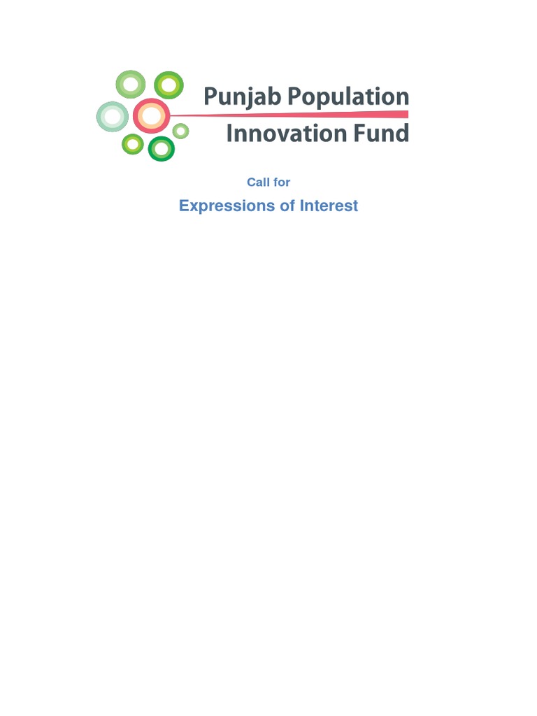 PPIF Call For EOIs (Final) | PDF | Family Planning | Target Audience