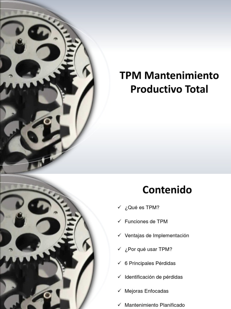 TPM Mantenimiento Productivo Total | PDF | Ingeniería de confiabilidad ...