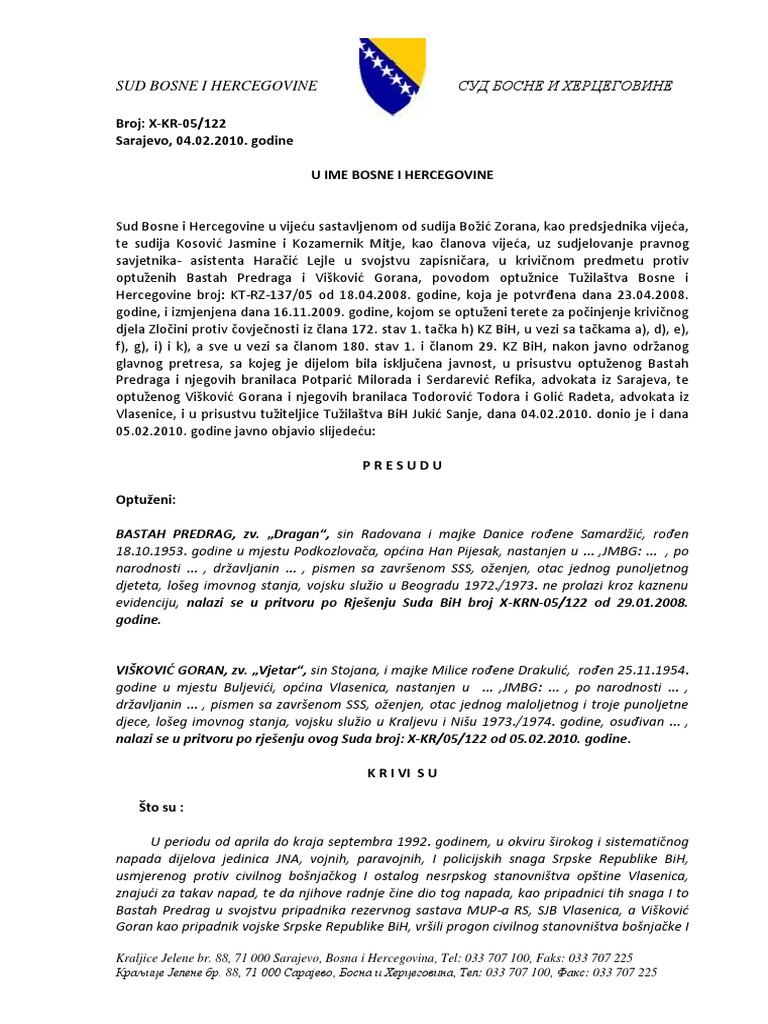 Presuda Suda BiH | PDF