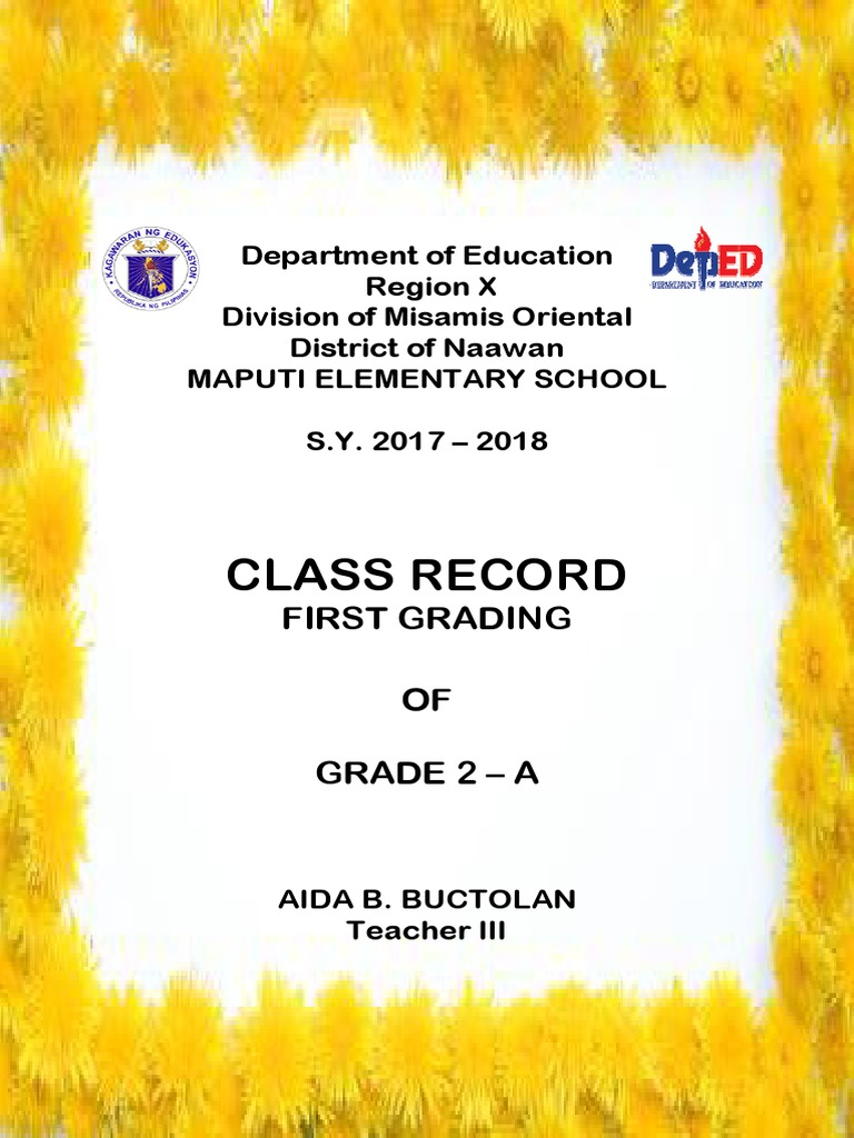 Class Record: First Grading OF Grade 2 - A | PDF | Learning | Behavior Modification