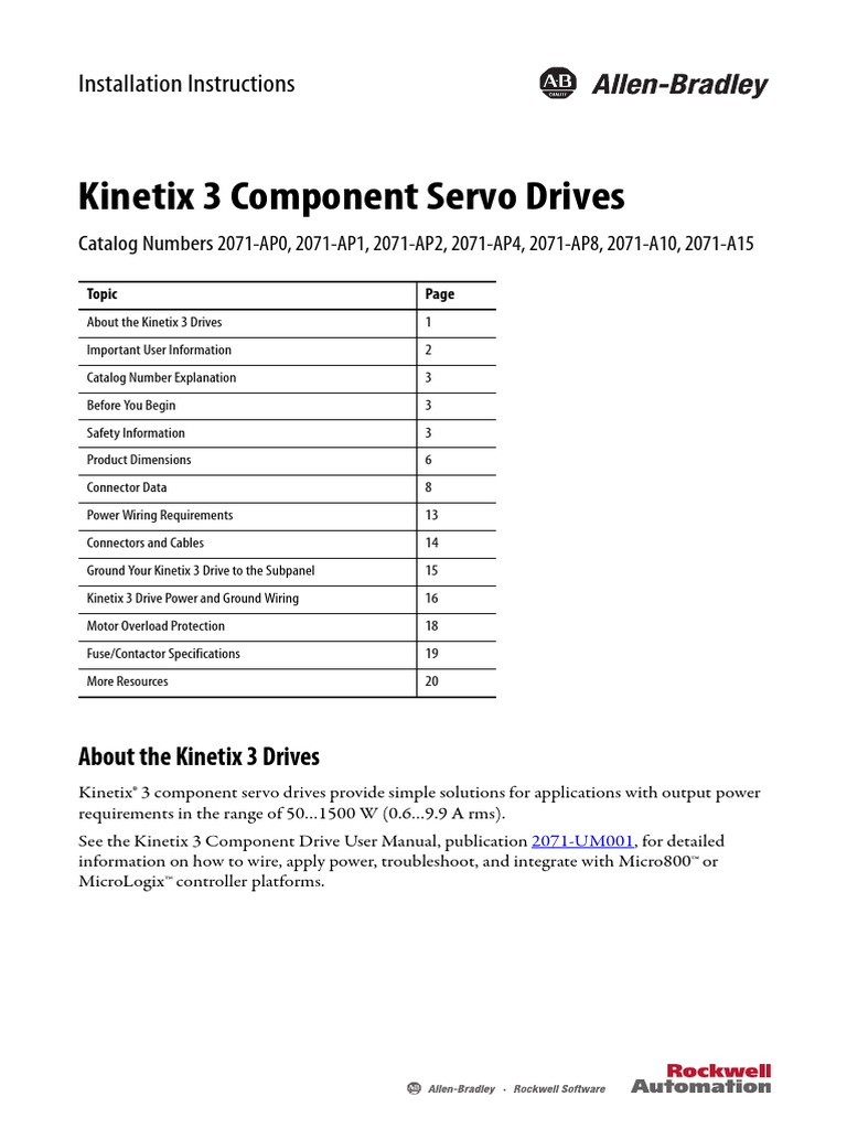 Kinetix 3 Component Servo Drives: Installation Instructions | PDF ...