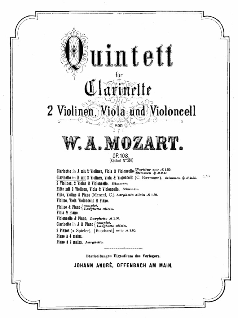 Mozart Clarinet Quintet K581 PDF | PDF