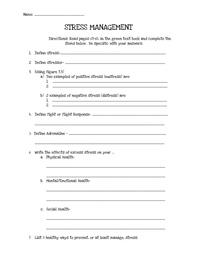 Stress Management Handout-2 | PDF | Human Homeostasis | Neuroscience