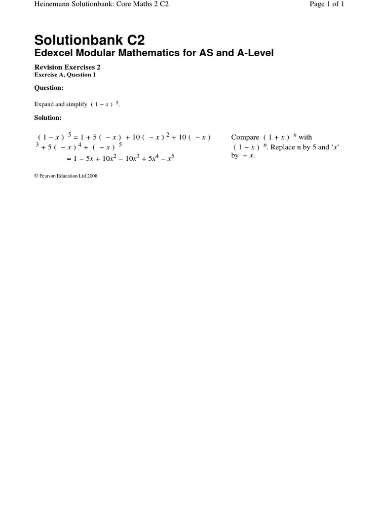 Solutionbank C2: Edexcel Modular Mathematics For AS and A-Level | PDF | Sine | Trigonometric ...