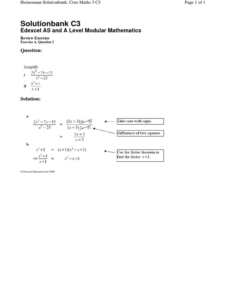Solutionbank C3: Edexcel AS and A Level Modular Mathematics | PDF | Vocational Education ...