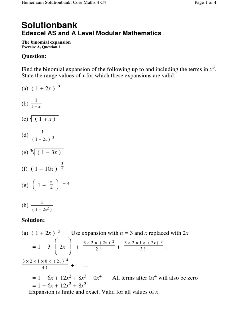 Solutionbank: Edexcel AS and A Level Modular Mathematics | PDF | Teaching Mathematics ...
