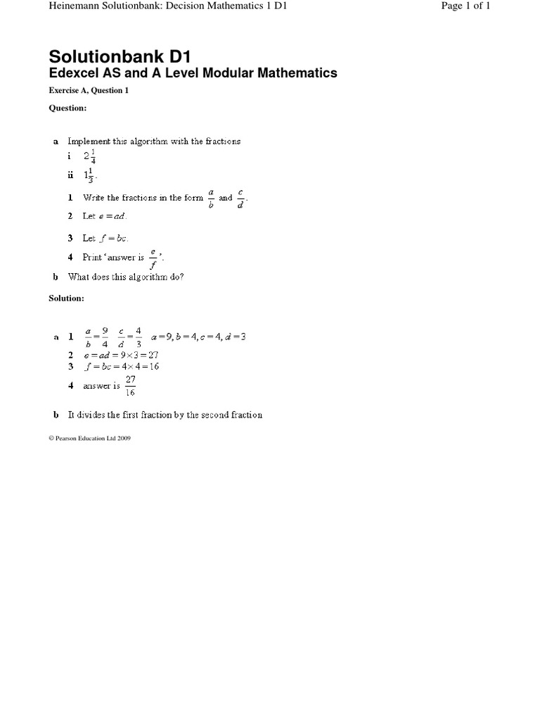 Solutionbank D1: Edexcel AS and A Level Modular Mathematics | PDF | Publishing Companies Of ...