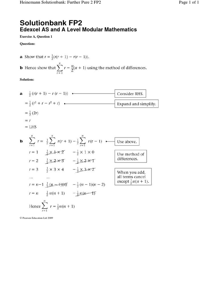 Solutionbank FP2: Edexcel AS and A Level Modular Mathematics | PDF | Teaching Mathematics ...
