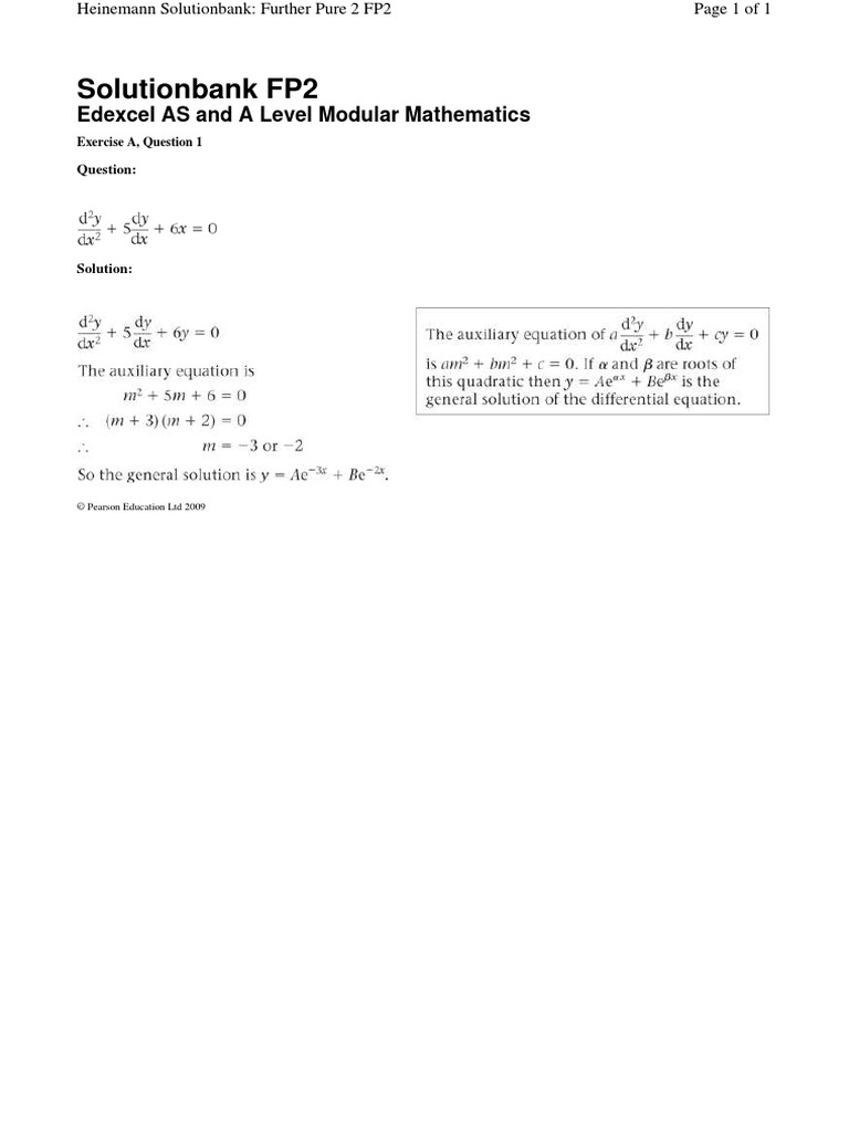 Solutionbank FP2: Edexcel AS and A Level Modular Mathematics | PDF | Teaching Mathematics